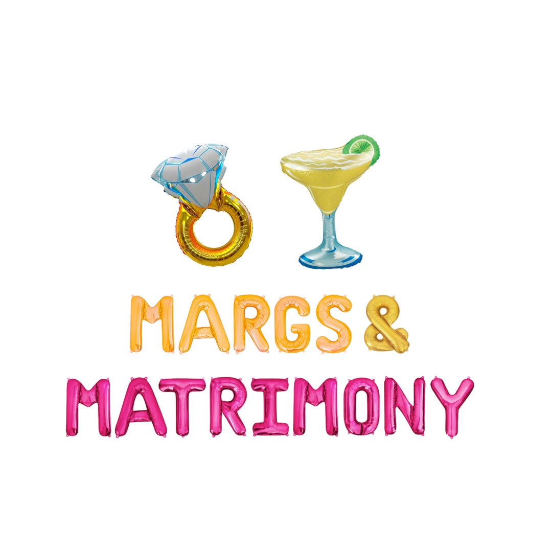 Margs & Matrimony Letter Balloon Kit Bachelorette Party Balloon Banner ...