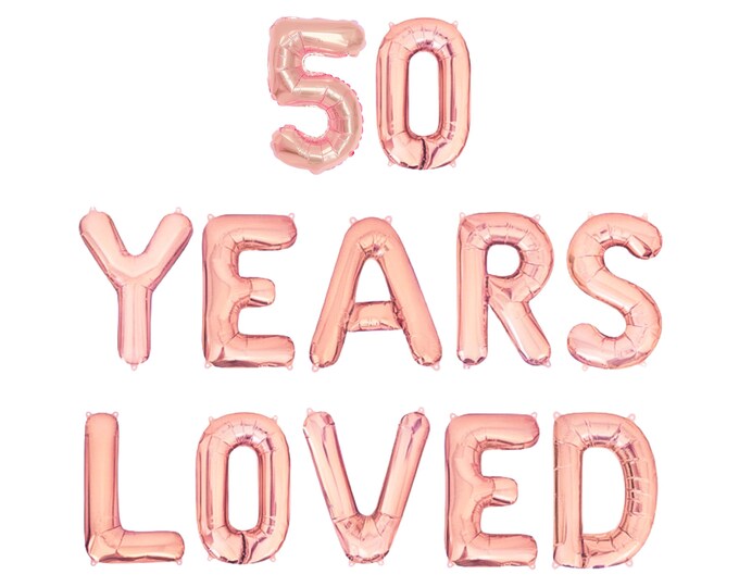 FIFTY AF Letter Balloon Banner Gold, Rose Gold, Silver, Black, Blue ...