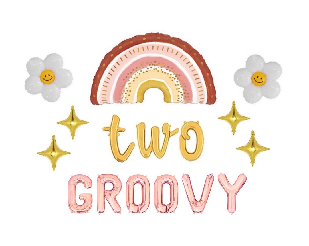 Two Groovy Balloon Banner Groovy 2nd Birthday Party - Etsy