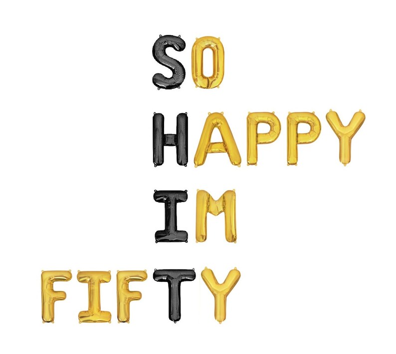 So Happy I'm Fifty Balloon Banner 50th Birthday Balloons 50th Birthday ...