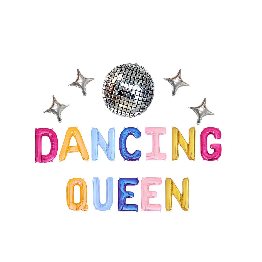 Dancing Queen Letter Balloon Kit Disco Birthday Party Balloon Banner ...