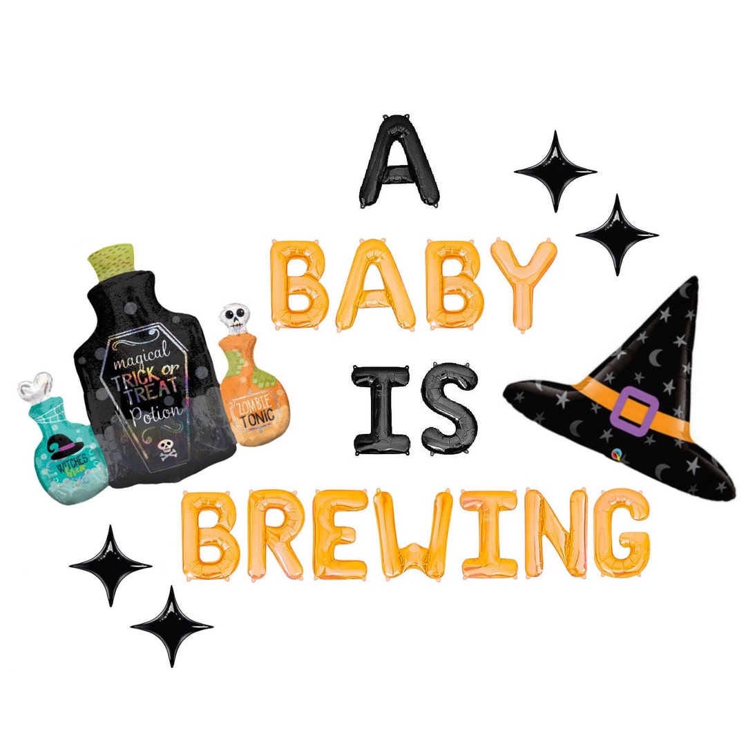 A Baby is Brewing Balloons Halloween Baby Shower Halloween Gender ...