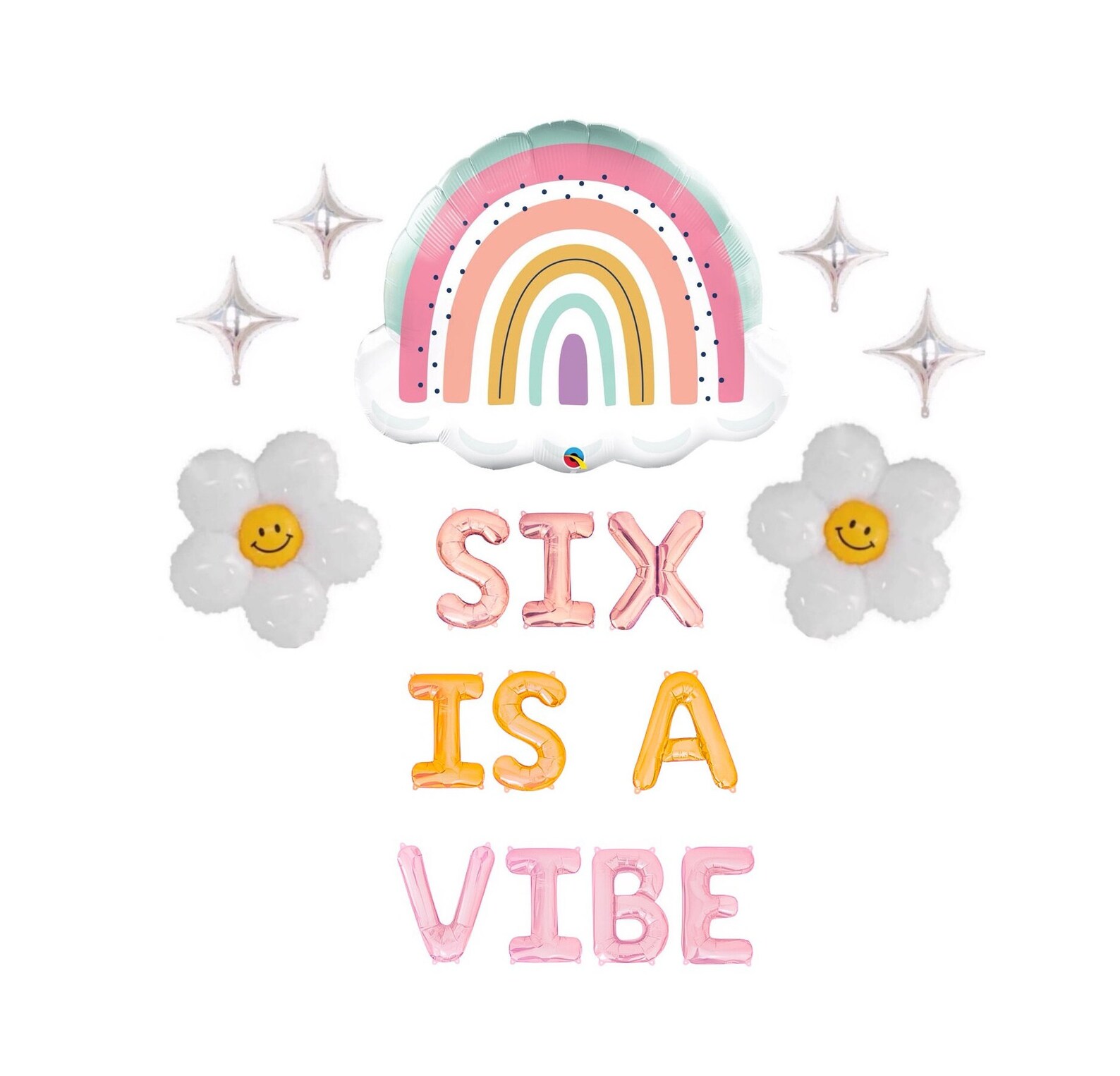 Six is a Vibe Balloon Banner Groovy 6th Birthday Party - Etsy