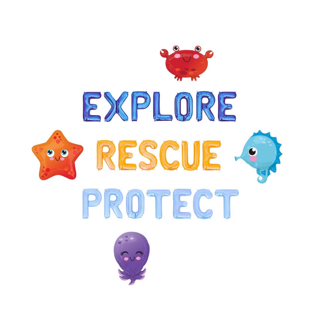 Explore Rescue Protect Letter Balloon Kit Kids Birthday Party Balloon ...