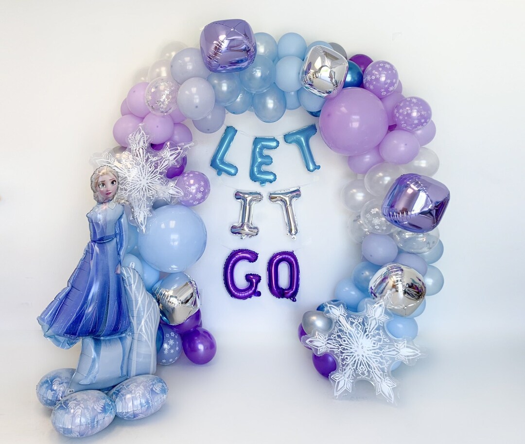 Let It Go Winter Balloon Garland Kit Blue Purple White Silver Snowflake ...