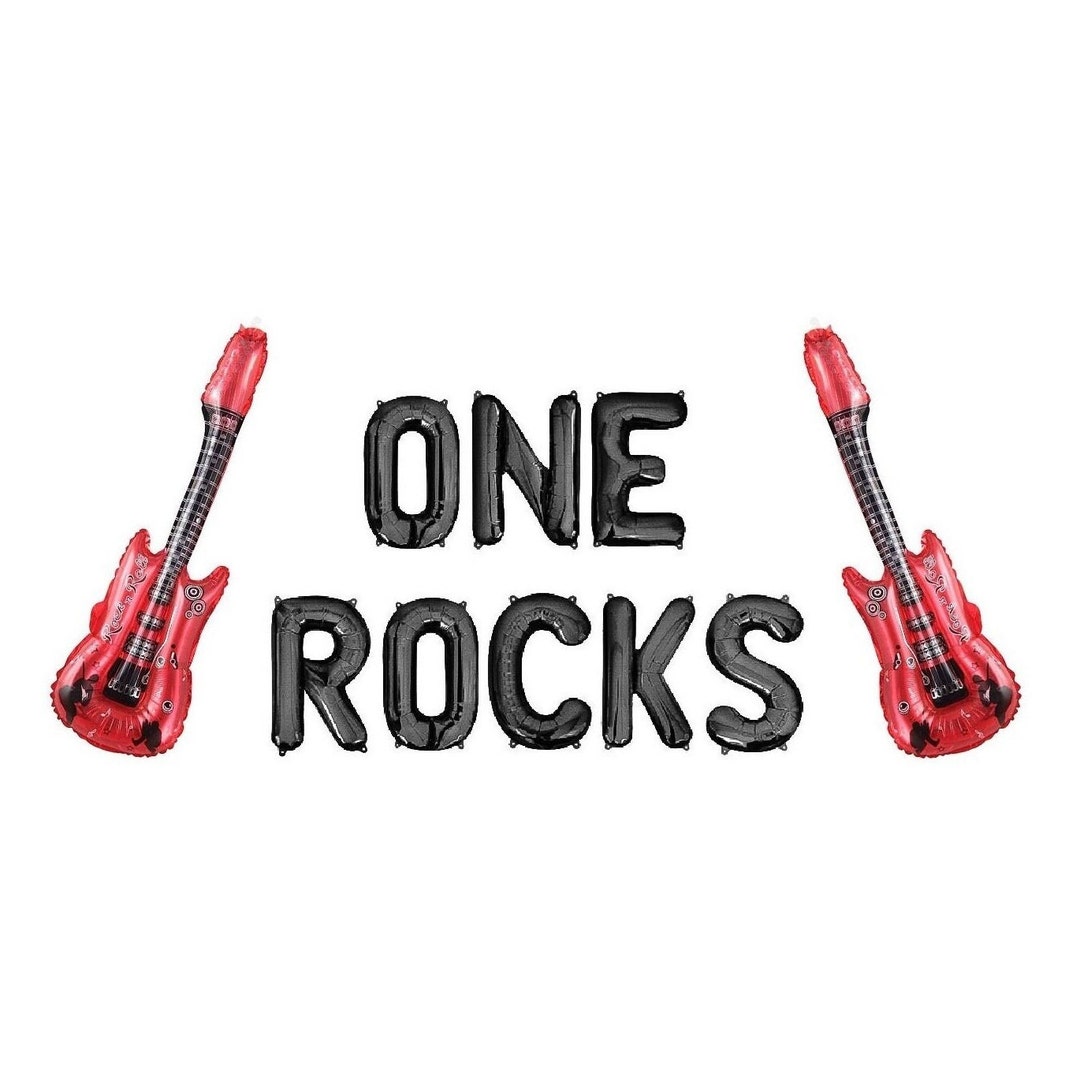 One Rocks Balloon Banner Rock 'n Roll Birthday Party Decorations 1st ...