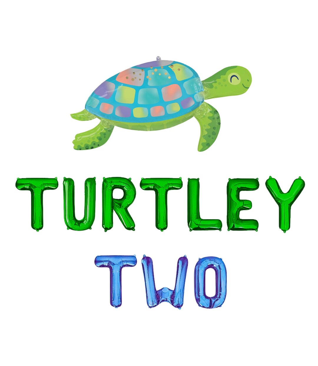Turtley Two Letter Balloon Kit Turtle 2nd Birthday Party Decorations ...