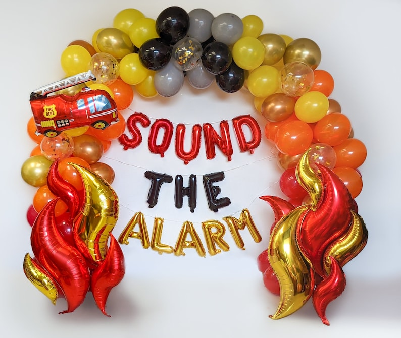 Fire Truck Birthday Party Decorations Firefighter Balloon Garland Kit ...