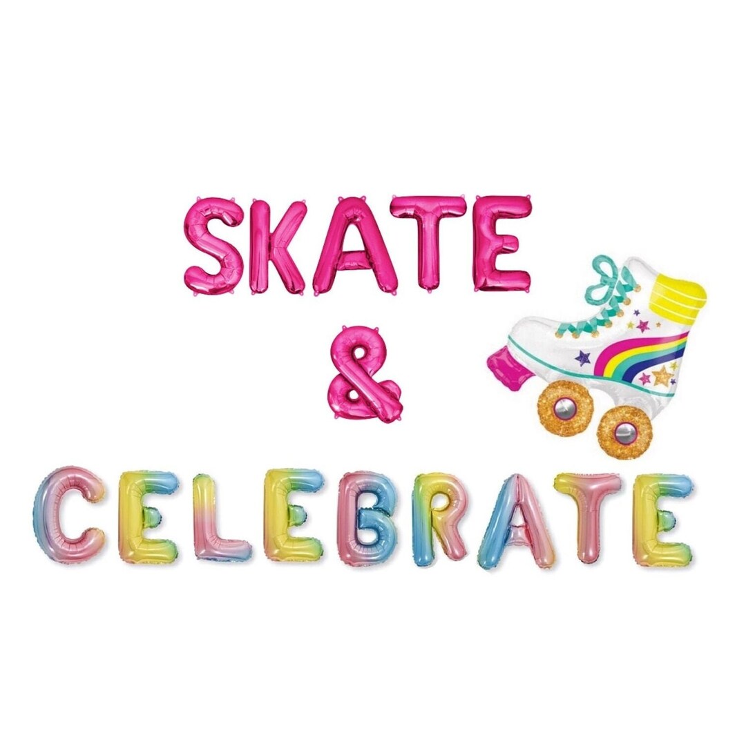 Skate & Celebrate Roller Skating Balloon Banner Roller Skating Birthday ...