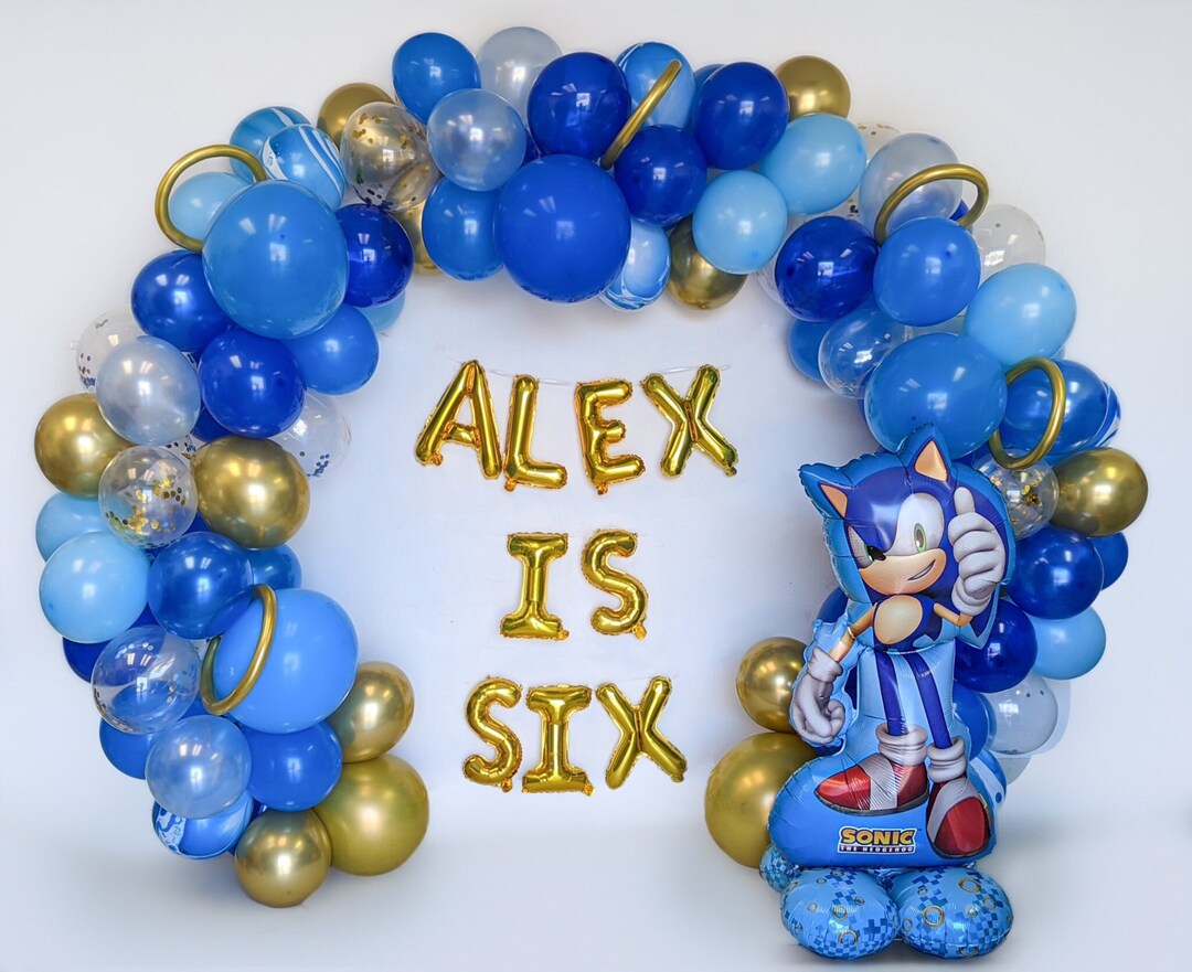 Blue Balloon Garland Featuring Sonic the Hedgehog Balloon Arch Birthday ...