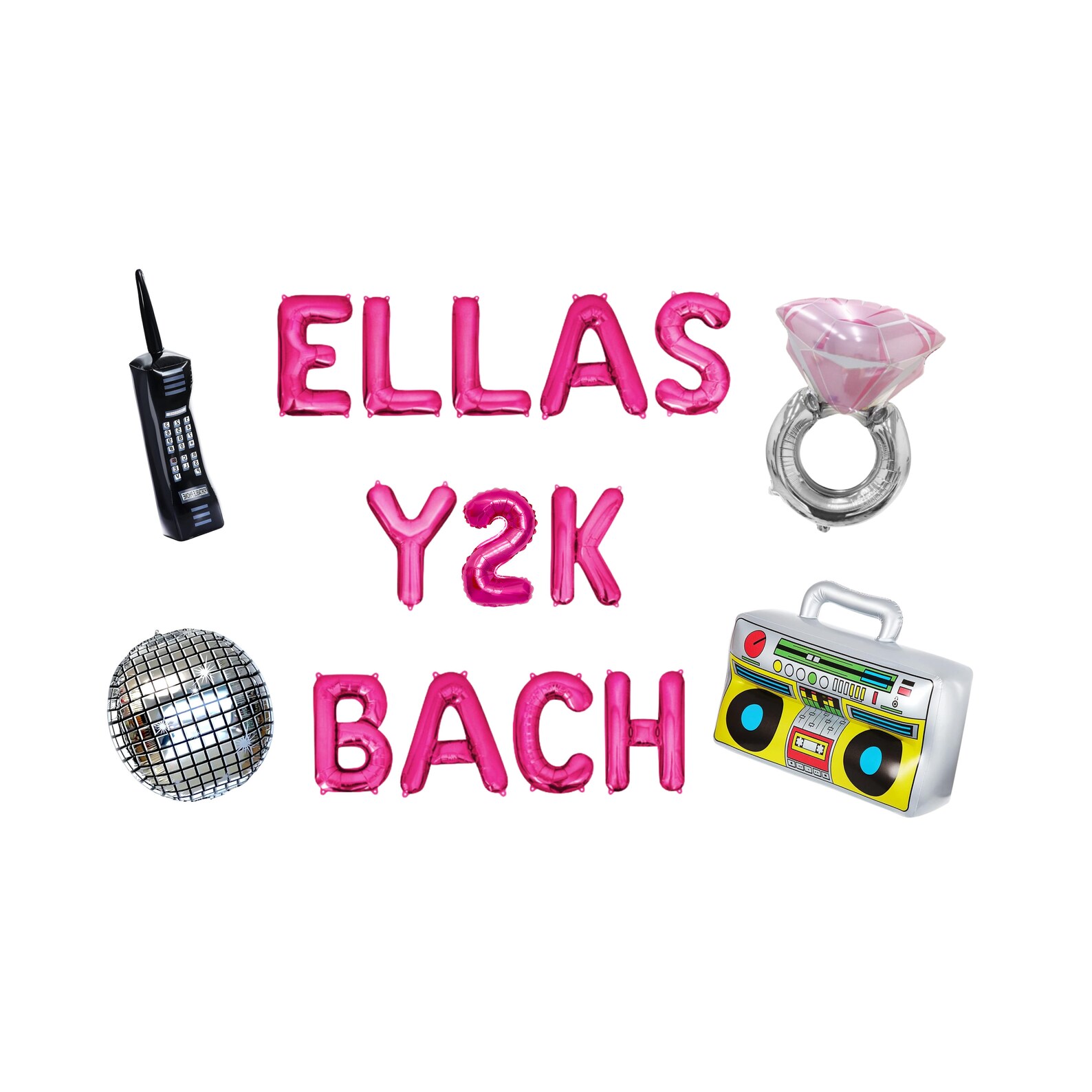 Y2K Bach Custom Name Letter Balloon Kit Bachelorette Party Balloon ...