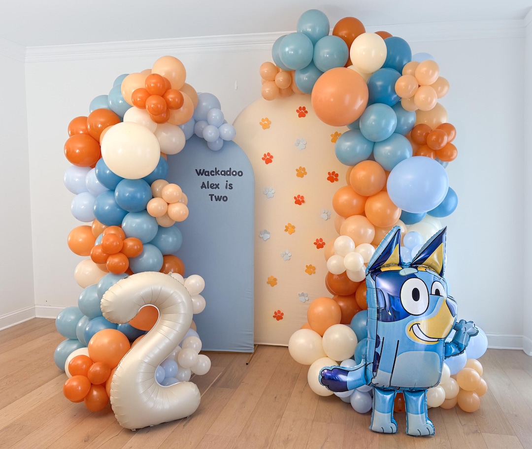 Blue Dog 2nd Birthday Balloon Garland Featuring Bluey Balloon Birthday ...