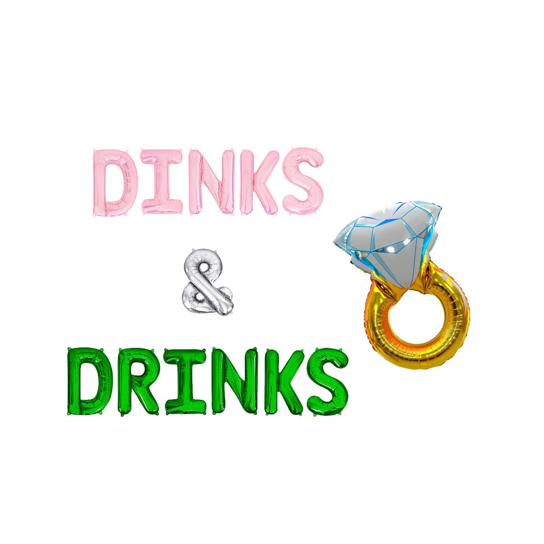 Dinks & Drinks Letter Balloon Kit Bridal Shower Balloon Banner ...