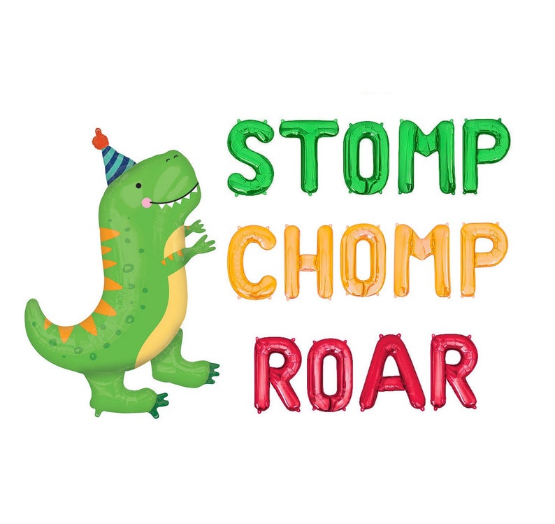 Stomp Chomp Roar Balloon Banner Dino Birthday Decor Dinosaur - Etsy