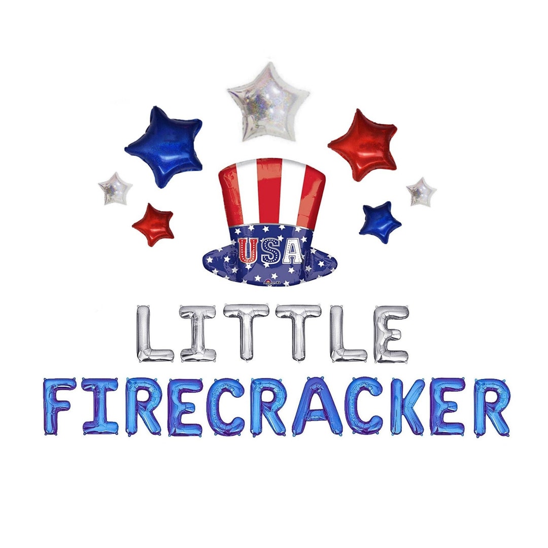 July 4th Kids Birthday Little Firecracker Balloon Banner 4th of July ...