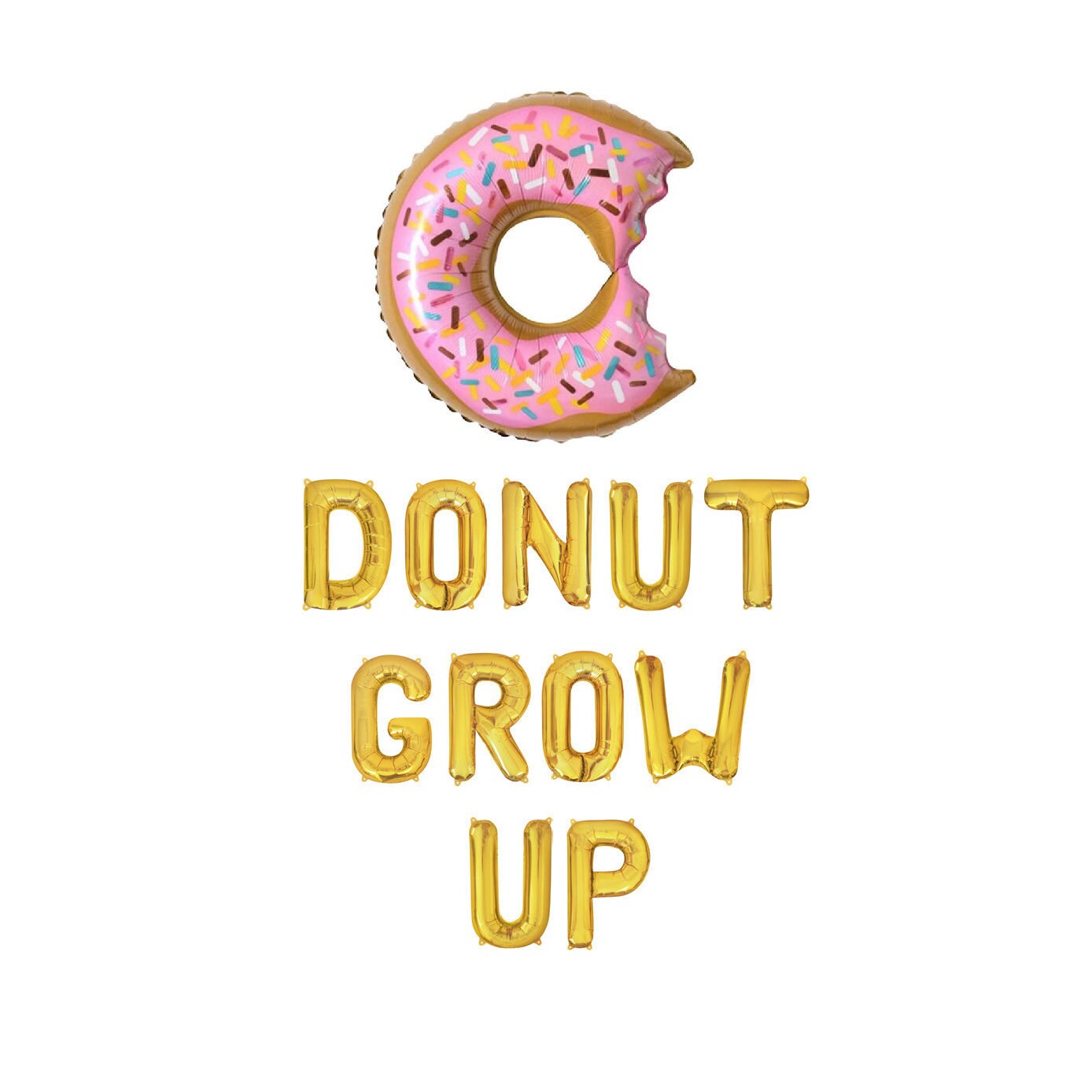 Donut Grow up Letter Balloons Gold Rose Gold Hot Pink Donut | Etsy