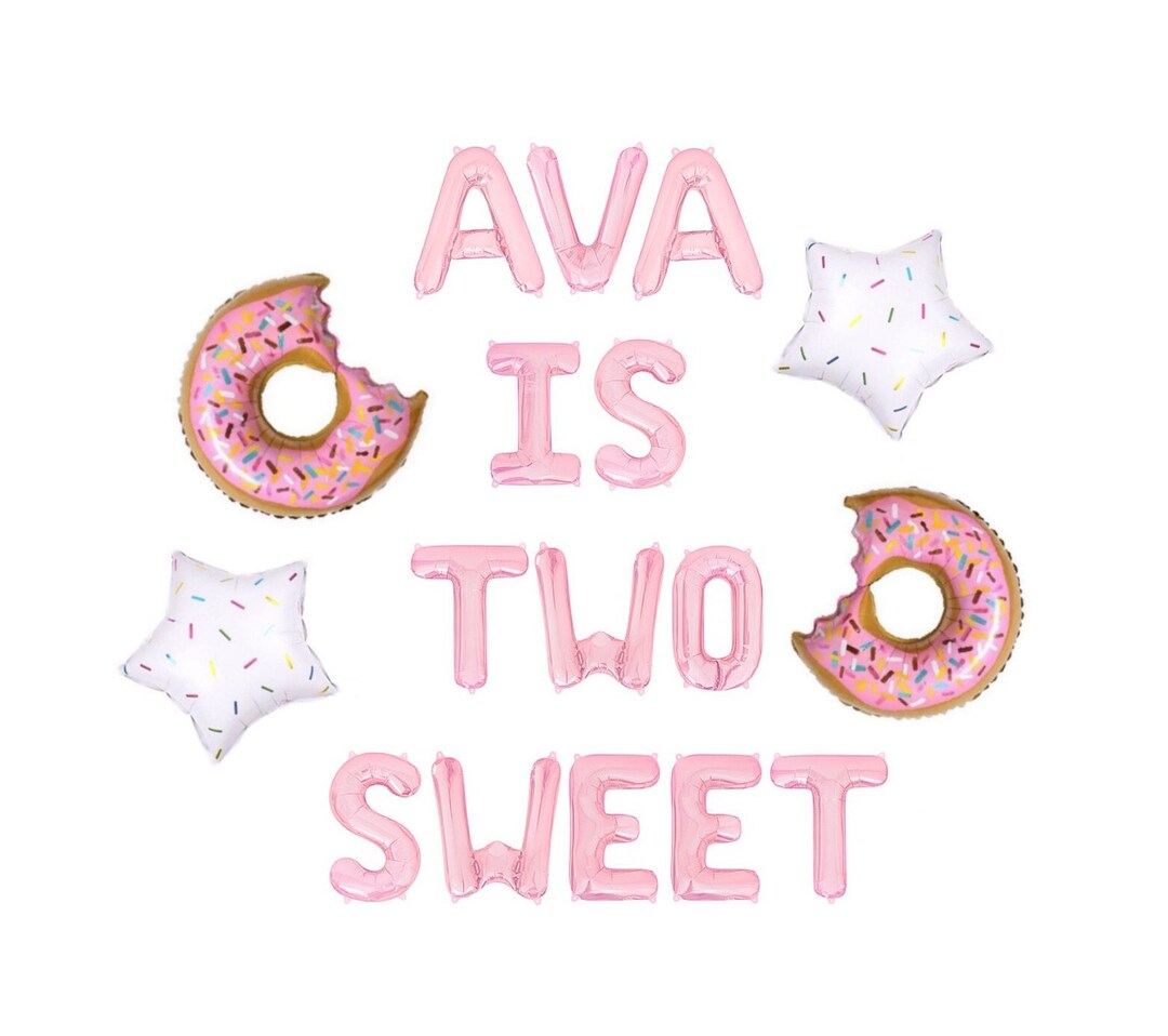 Two Sweet Custom Balloon Banner Donut Balloons Birthday Decor 2nd ...