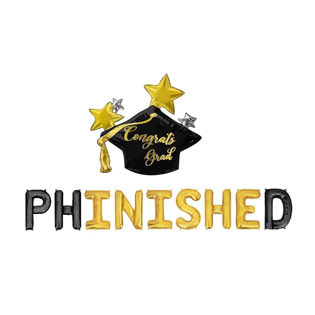 Phinished Phd Grad Balloon Banner Graduation Party Decorations Grad ...