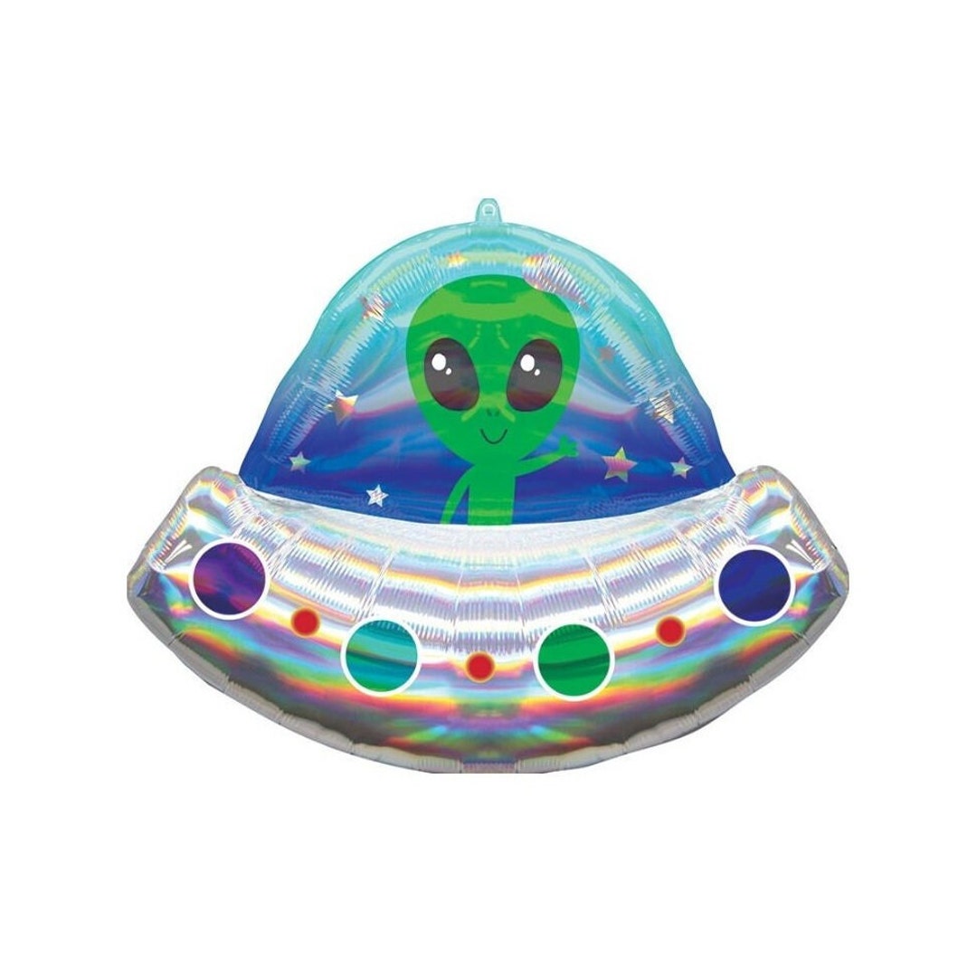 Iridescent Holographic Alien Space Ship Balloon Birthday Party ...