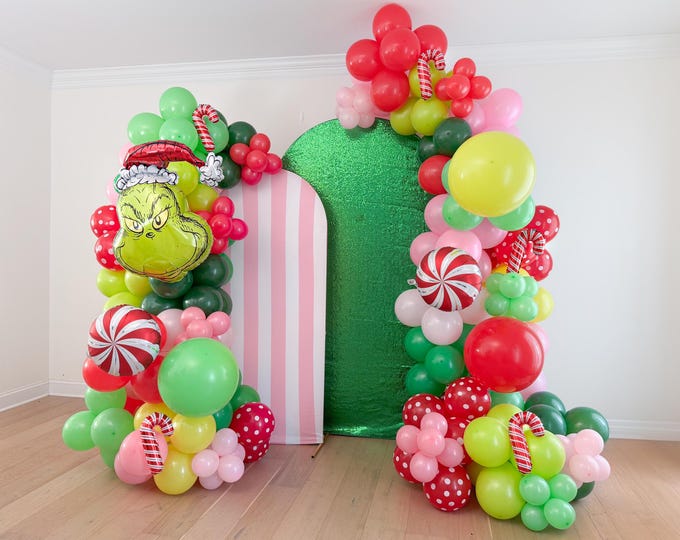 The Grinch Balloon Stack || the Grinch Birthday Party Decor ...