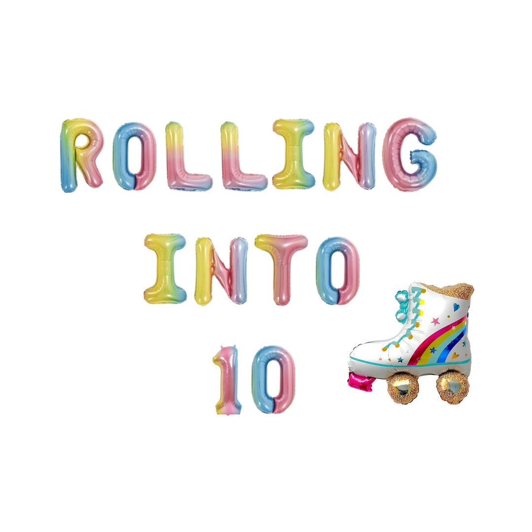 Rolling Into 10 Letter Balloon Kit 10th Birthday Party Balloon Banner ...