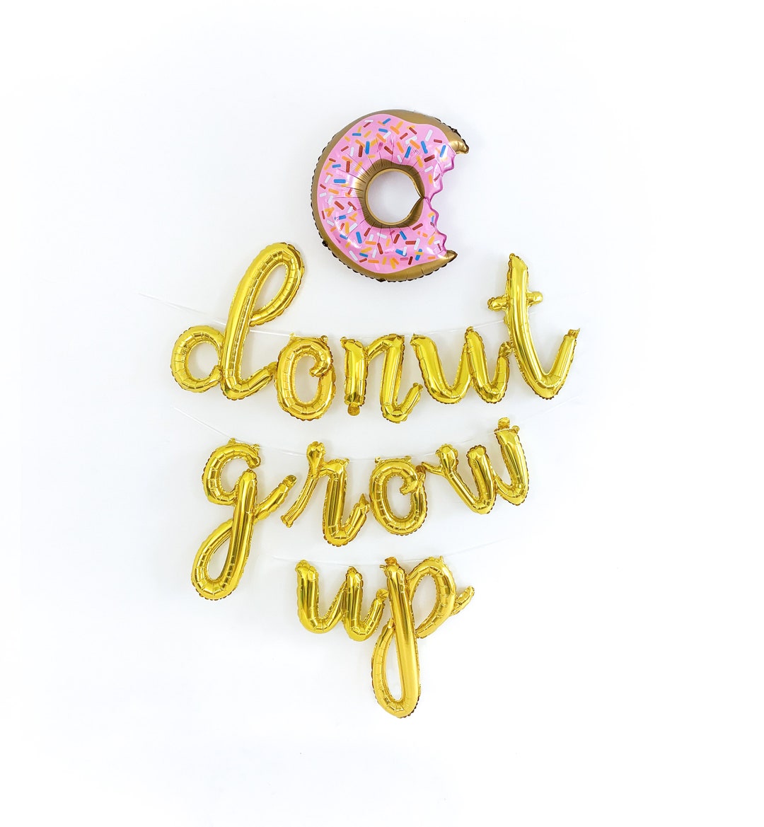 Donut Grow up Letter Balloons Gold Rose Gold Donut Balloon Banner Donut ...