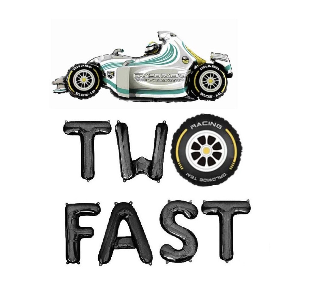 Two Fast Balloon Banner Formula 1 Race Car Birthday Party 2nd Birthday ...