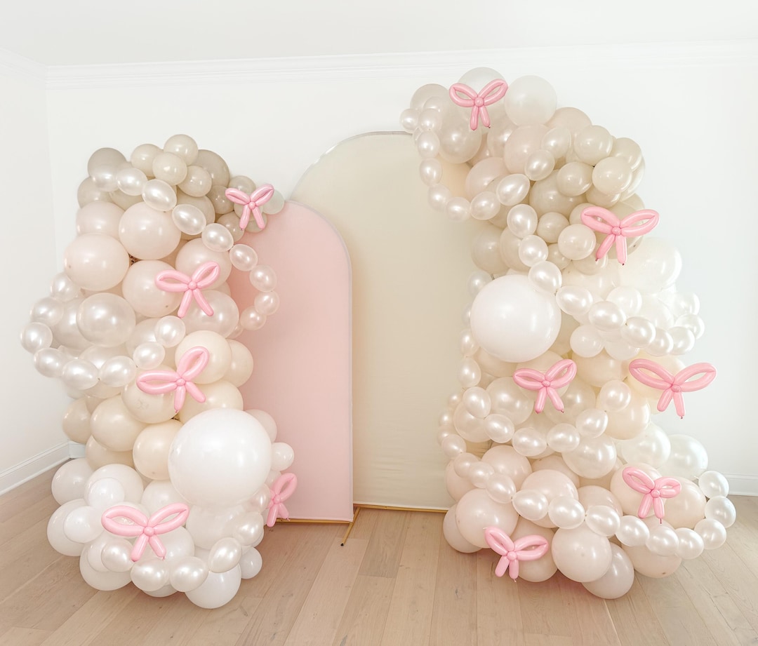 Pearls and Bows Balloon Garland Kit Bow Bridal Shower Pearl Balloon ...