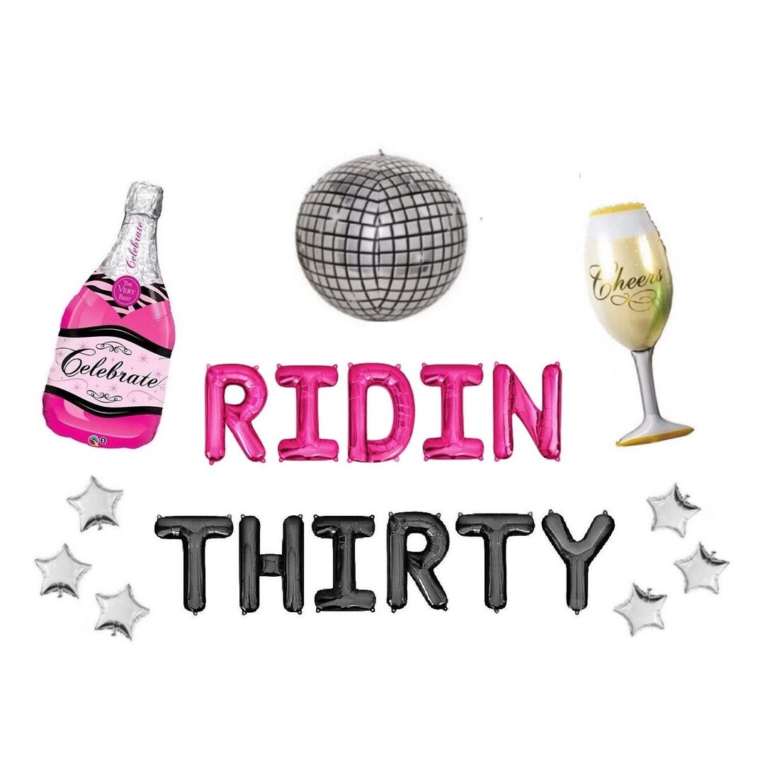 Ridin Thirty Balloon Banner 30th Birthday Party Balloon Letters Decor ...
