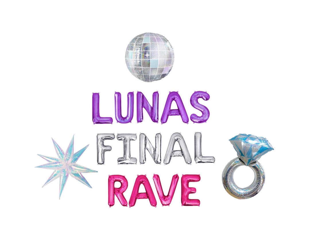 Her Final Rave Custom Name Letter Balloon Kit Bachelorette Party ...