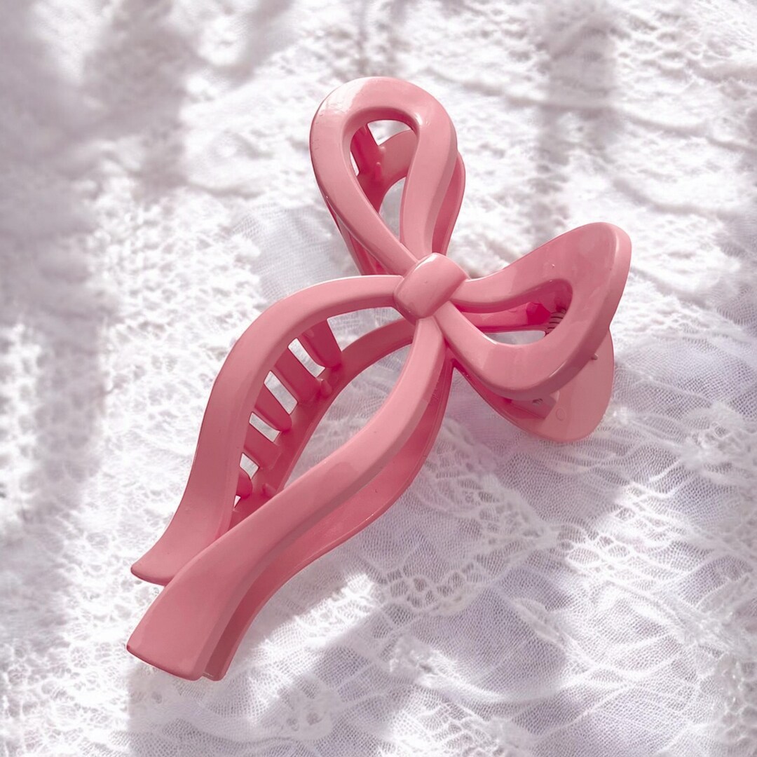 Pink Bow Claw Clip Ribbon Claw Clip Coquette Claw Clip Bachelorette ...