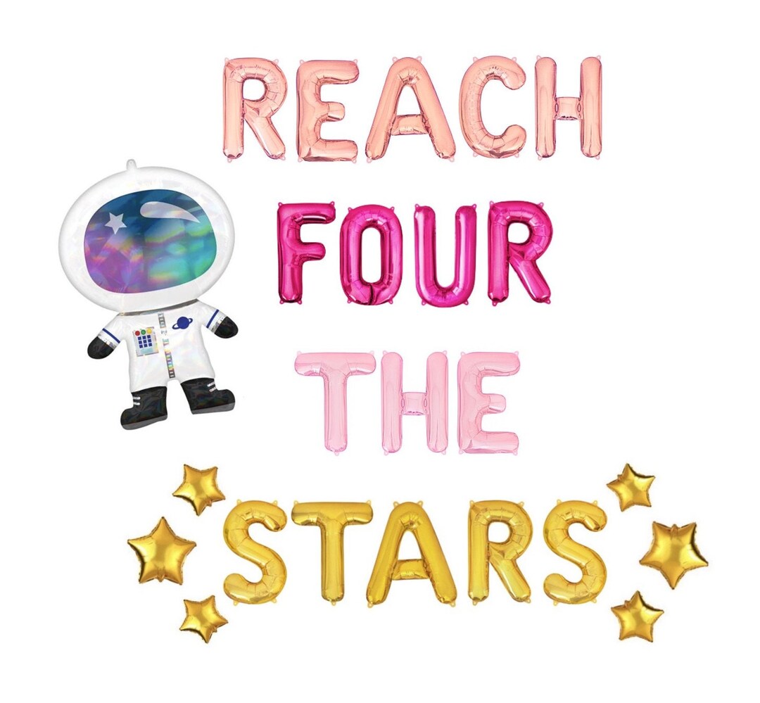 Reach Four the Stars Balloon Banner Space Birthday Party 4th Birthday ...