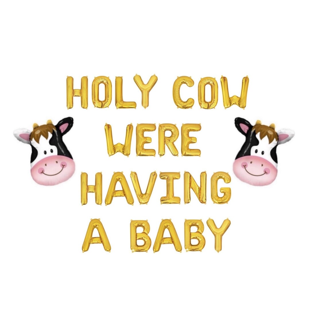 Holy Cow We're Having a Baby Balloon Banner Birthday Cow Baby Shower ...