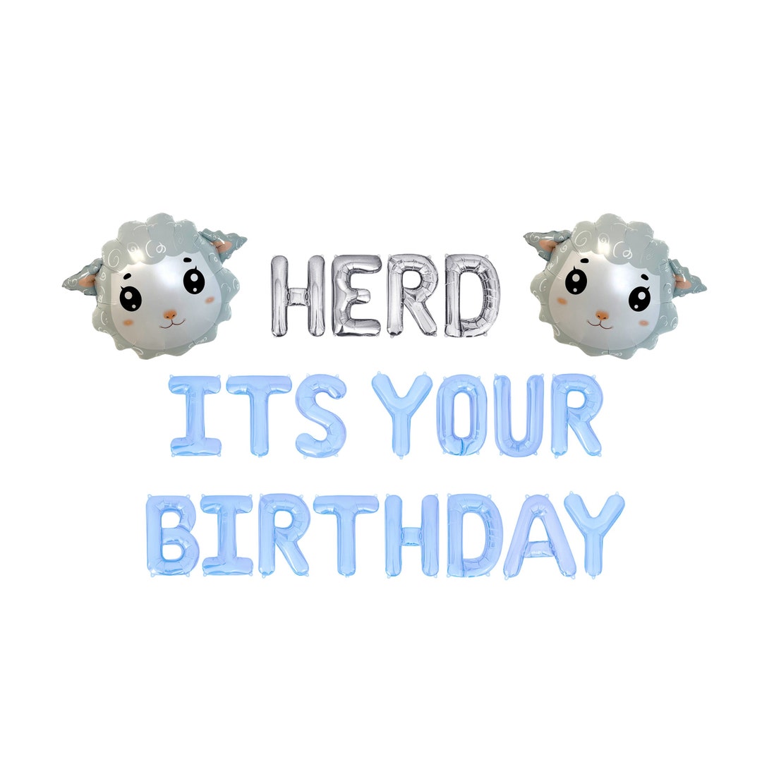 Herd It's Your Birthday Letter Balloon Kit Sheep Birthday Balloon ...