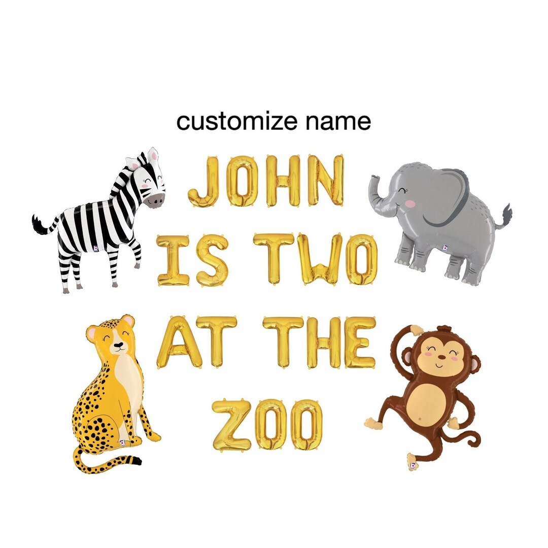 Two at the Zoo Balloons Zoo Themed 2nd Birthday Party Decorations ...