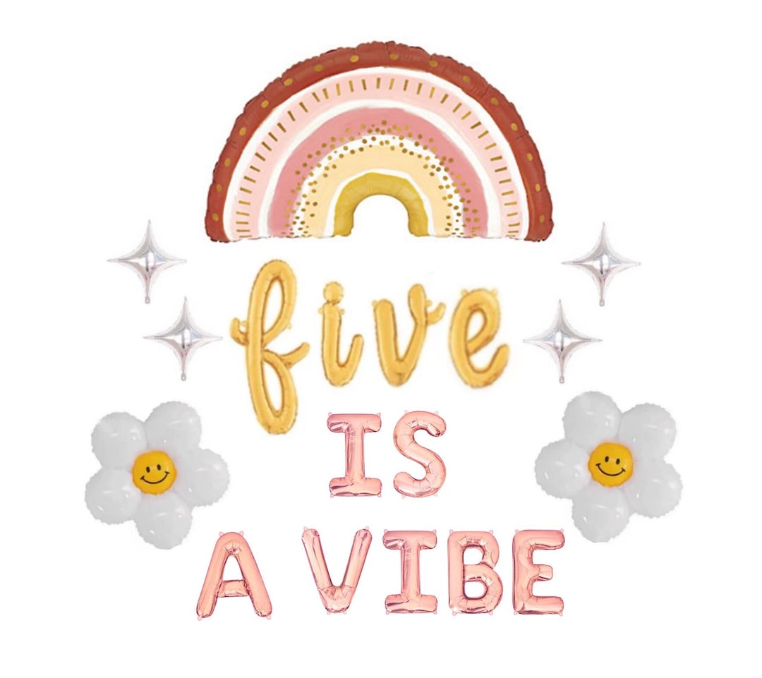 Five is a Vibe Balloon Banner Groovy 5th Birthday Party Decorations 5 ...
