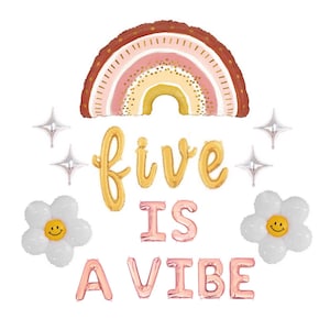 Five is a Vibe Balloon Banner Groovy 5th Birthday Party - Etsy