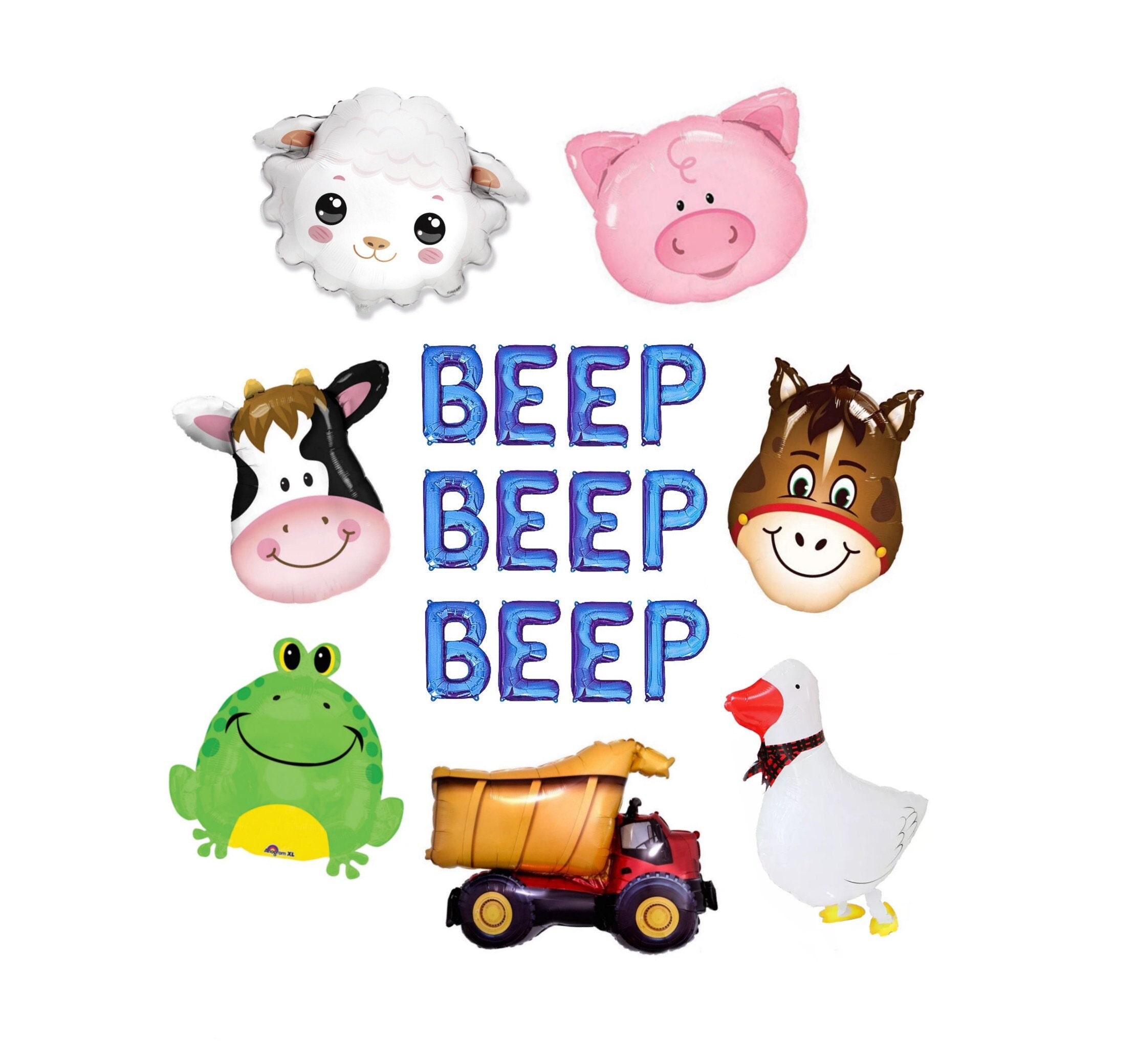 Beep Beep Beep Blue Letters Little Truck Birthday Sheep Pig - Etsy