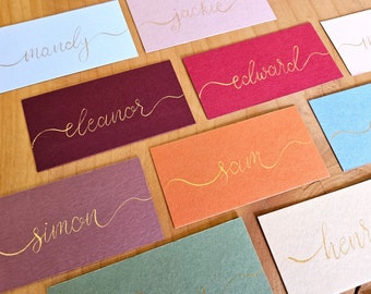 Handwritten Place Names Gold Calligraphy Wedding Place Cards Gold Ink ...