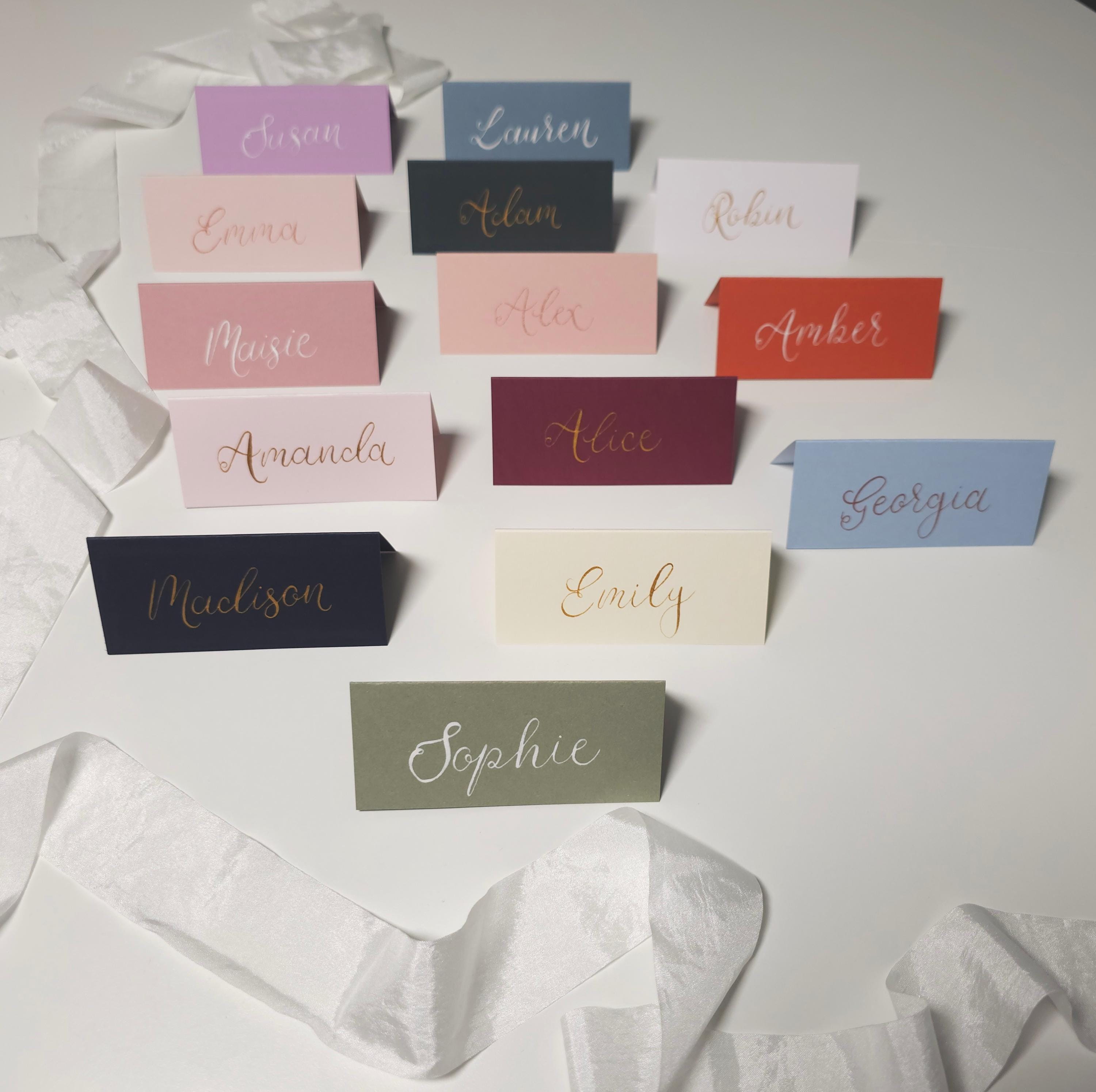 Handwritten Coloured Tented Place Names | Gold, Blush Pink, Blue, Green ...