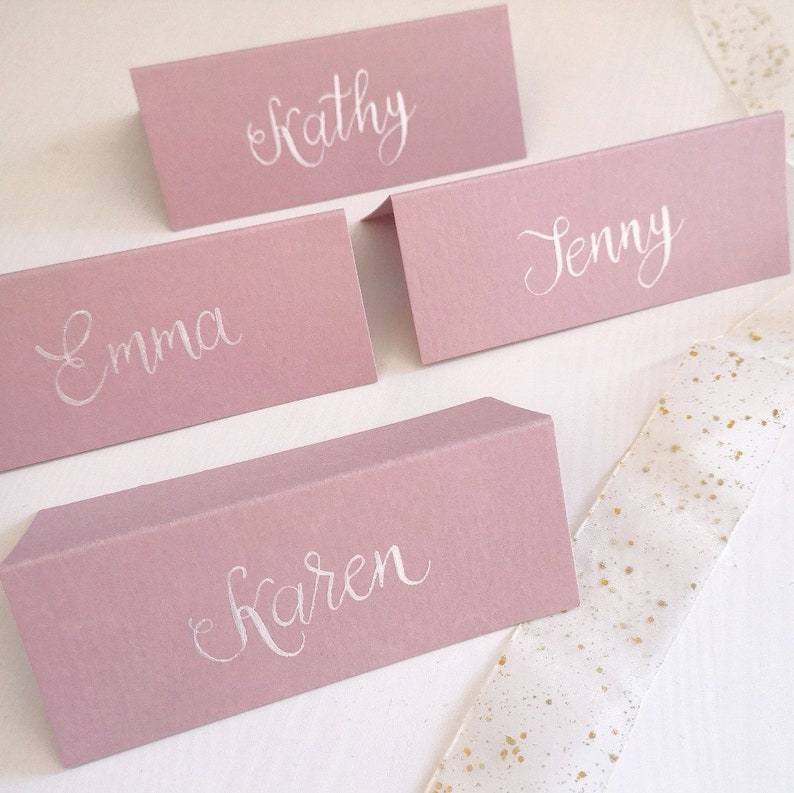Dusty Pink Place Cards Pink Wedding Place Names | Etsy
