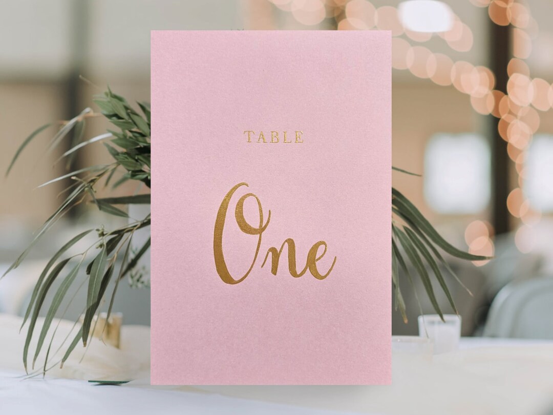 Blush Pink Table Number Cards | Portrait A5 Wedding Table Name Cards ...