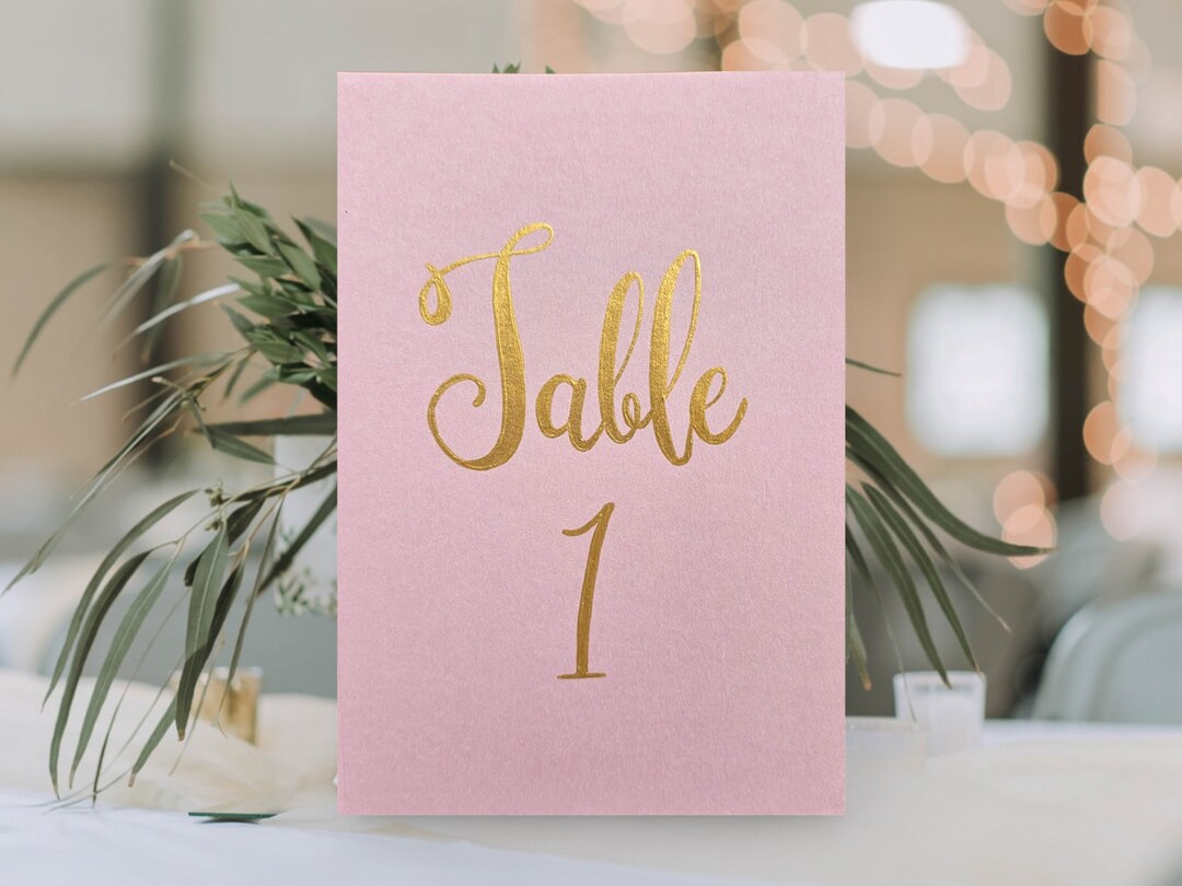 Blush Pink Table Number Cards Portrait A5 Wedding Table Name Cards ...