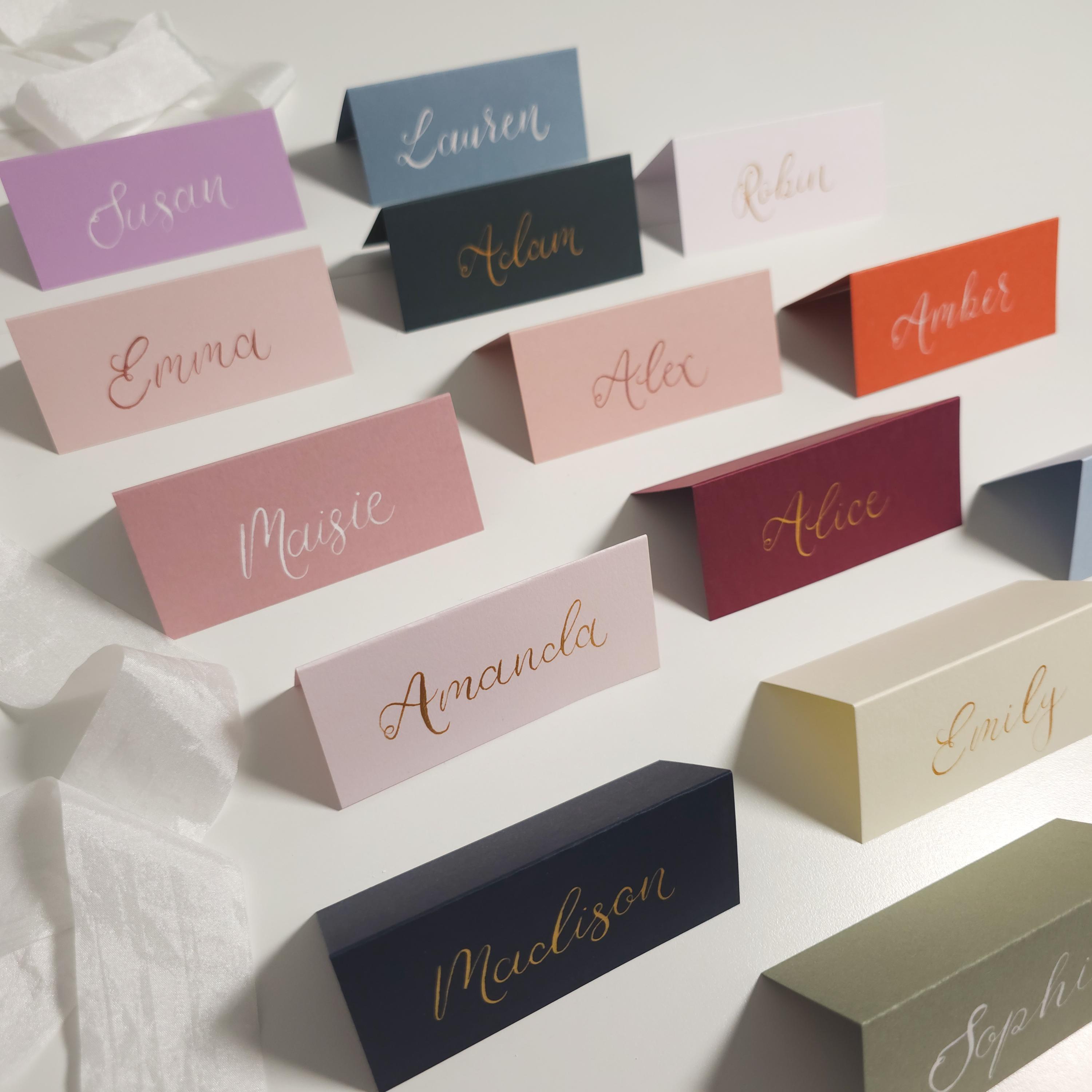 Handwritten Coloured Tented Place Names | Gold, Blush Pink, Blue, Green ...