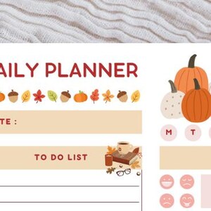 Editable Autumnal Daily Planner Template, Fall Daily Planner Design ...
