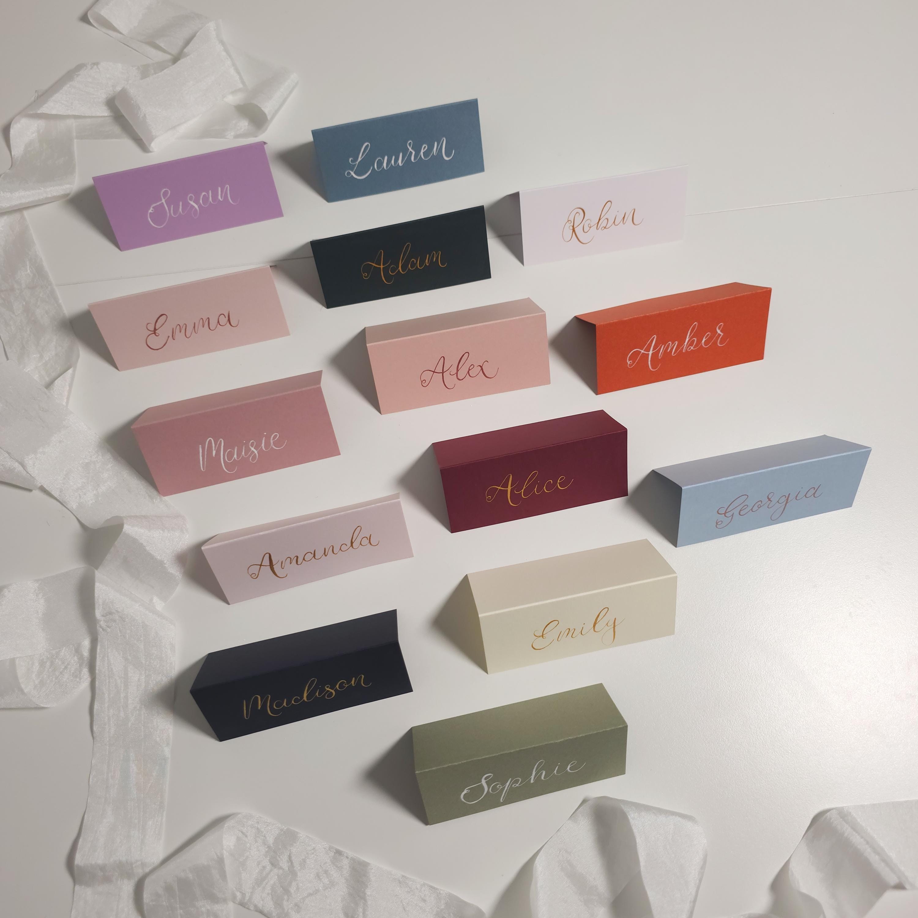 Handwritten Coloured Tented Place Names | Gold, Blush Pink, Blue, Green ...