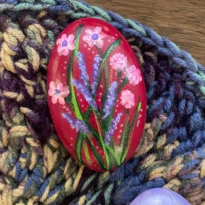 Rocks ,hand Painted Garden Rock Décor Floral Design, Painted Garden ...