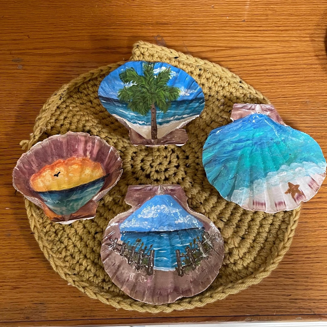 Shell, Decorative Handpainted Shell, Beach Scene Paintings - Etsy