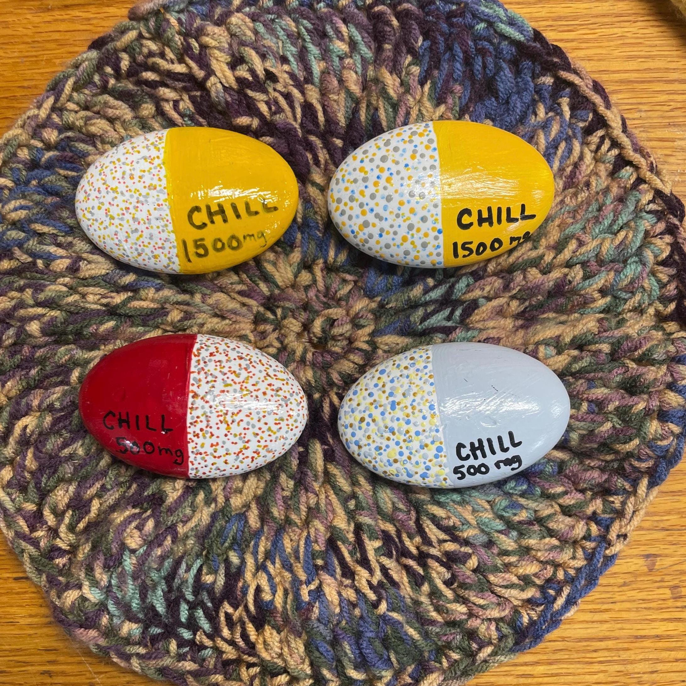 Rocks, Hand Painted Garden Rocks, Chill Pills,office Gifts, Desk ...
