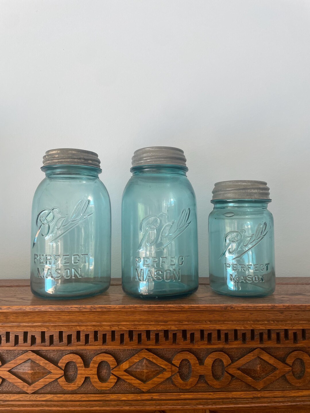 Vintage Blue Ball Mason Jars, Set of 3, Collector Jars - Etsy